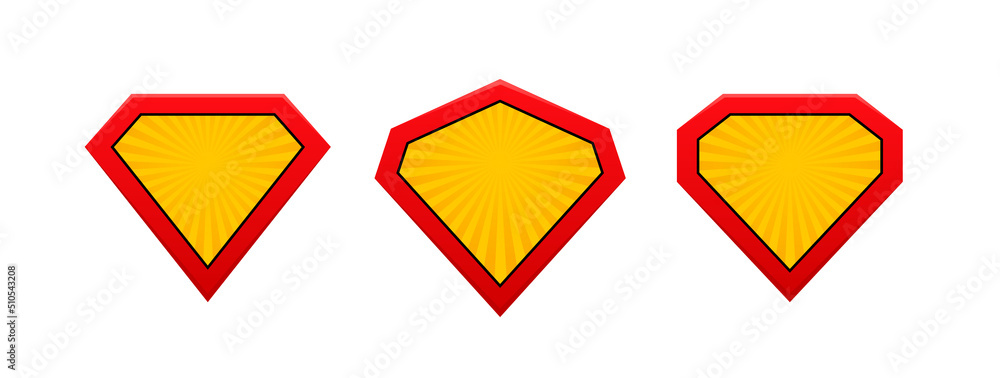 Set superhero shield in retro comic style. Superhero logo isolated on ...