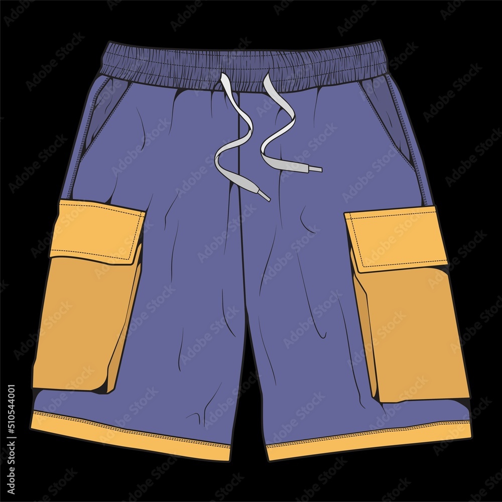 short pants color block drawing vector, short pants in a sketch style ...