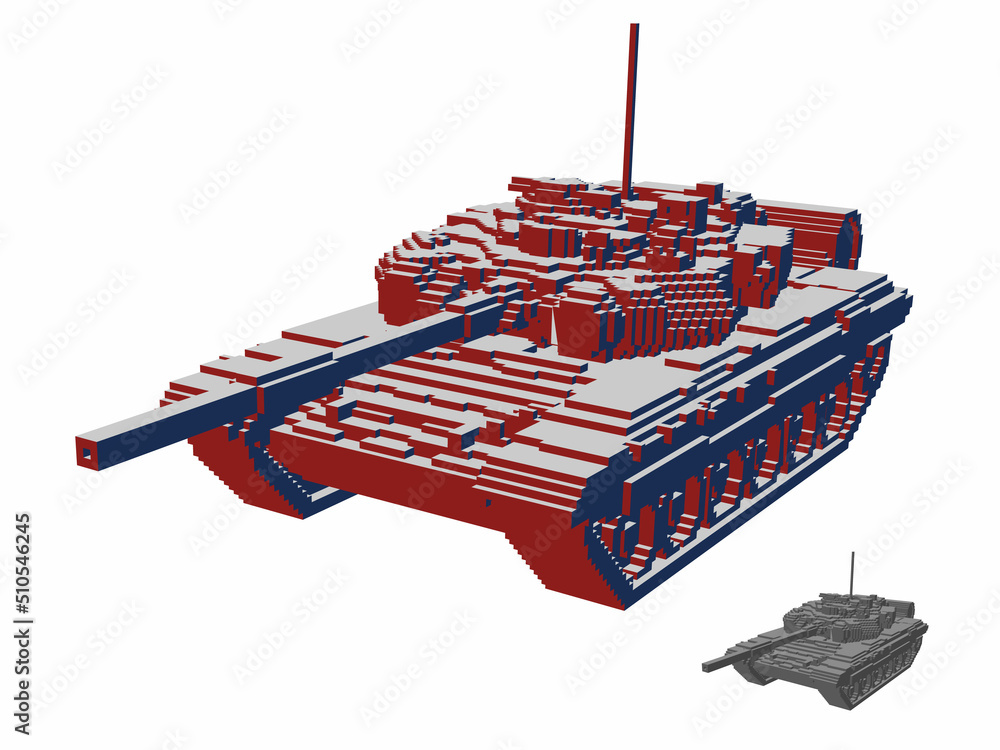 Russian main battle tank T-90. Voxel tank. 3d Vector illustration ...