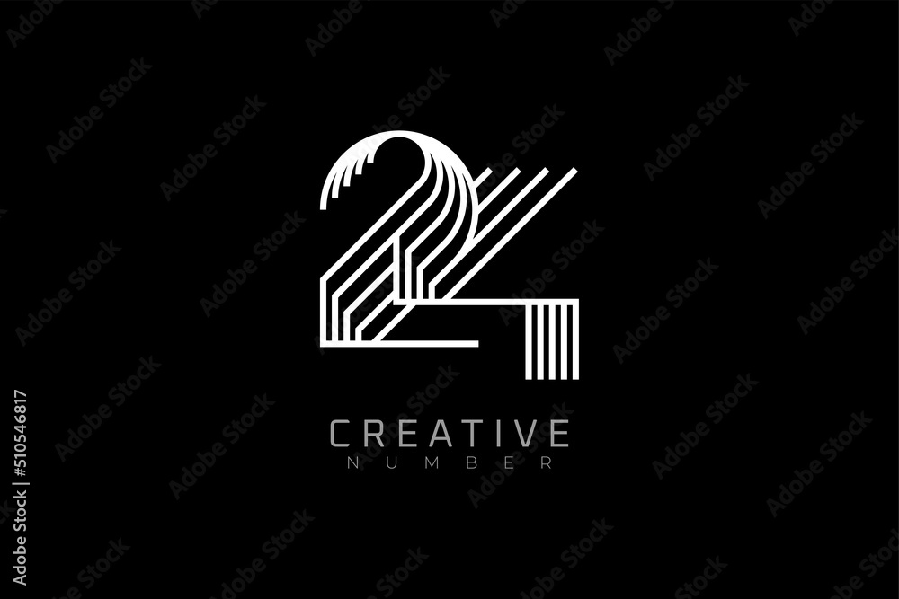Number 24 Logo, modern and creative number 24 multi line style, usable ...