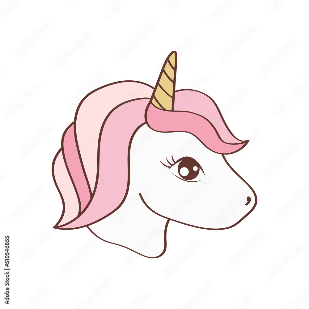 Cute Clipart Unicorn Head Illustration in Cartoon Style. Cartoon Clip ...