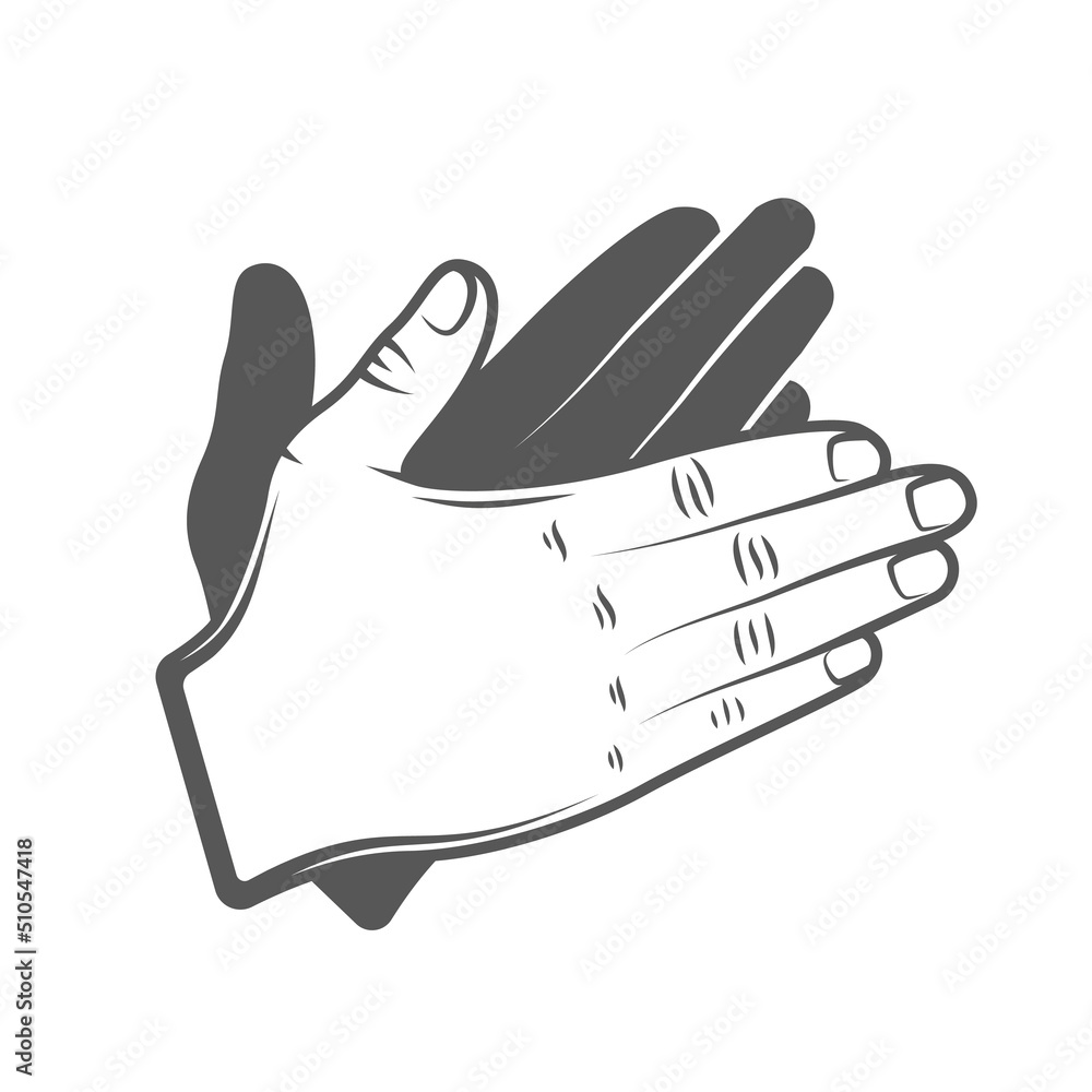 Hands clapping silhouette isolated on white background. Vector ...