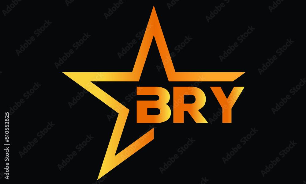 BRY golden luxury star icon three letter logo design vector template ...