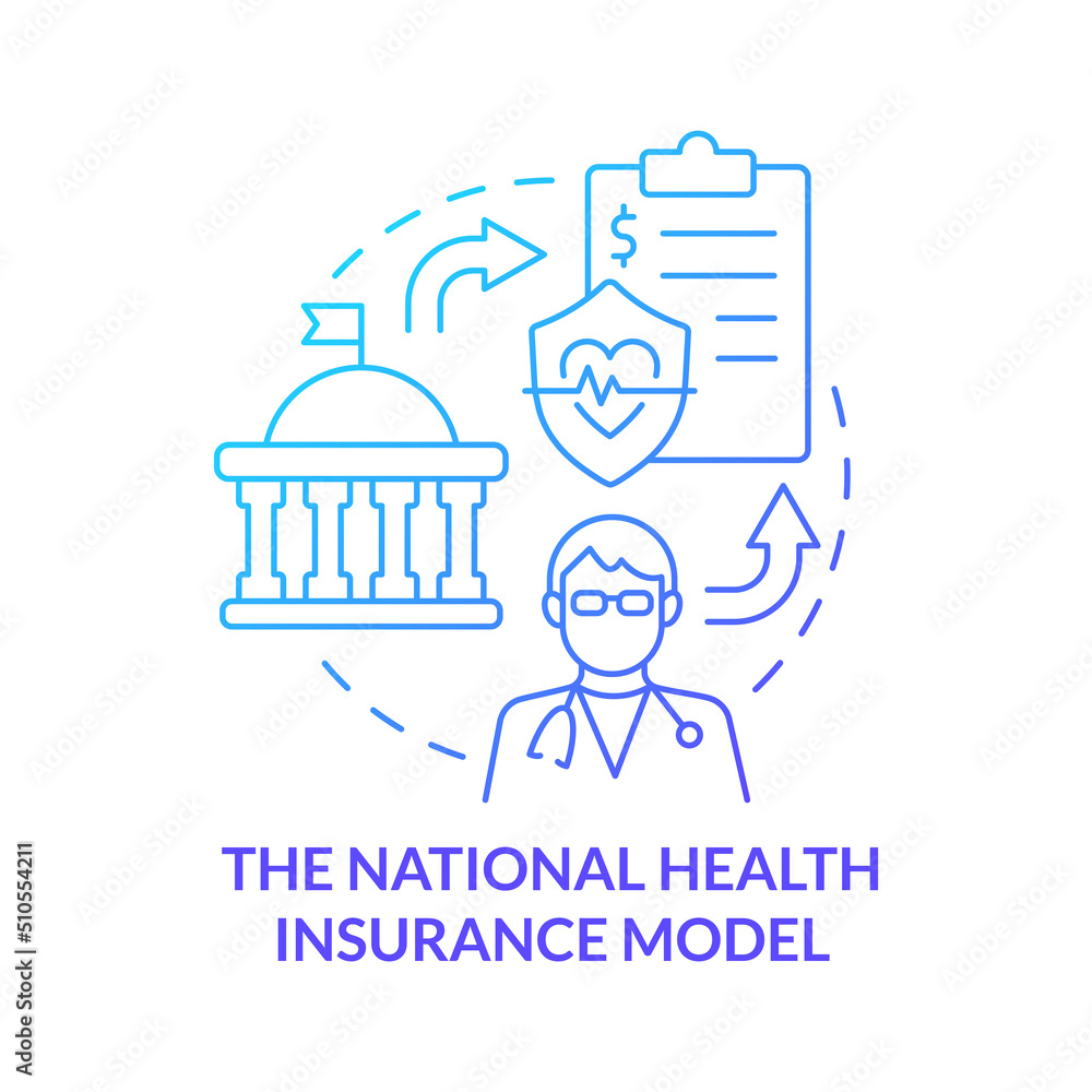 National health insurance model blue gradient concept icon. Type of ...