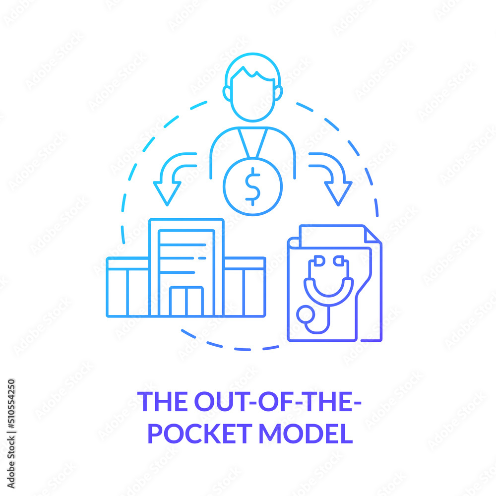 Out-of-the-pocket model blue gradient concept icon. Health system ...