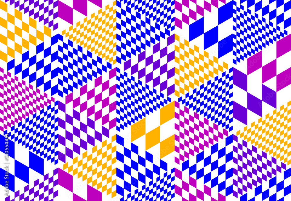 Geometric 3D seamless pattern with cubes, rhombus and triangles boxes ...