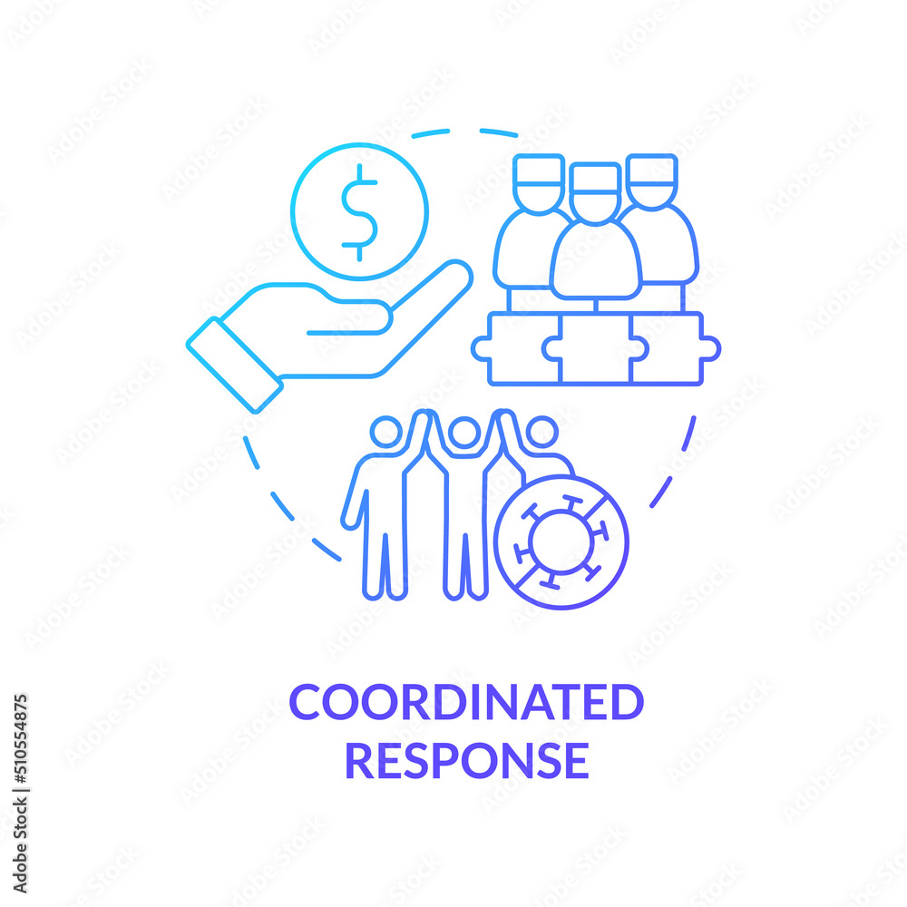 Coordinated response blue gradient concept icon. Pandemic preparedness abstract idea thin line ...
