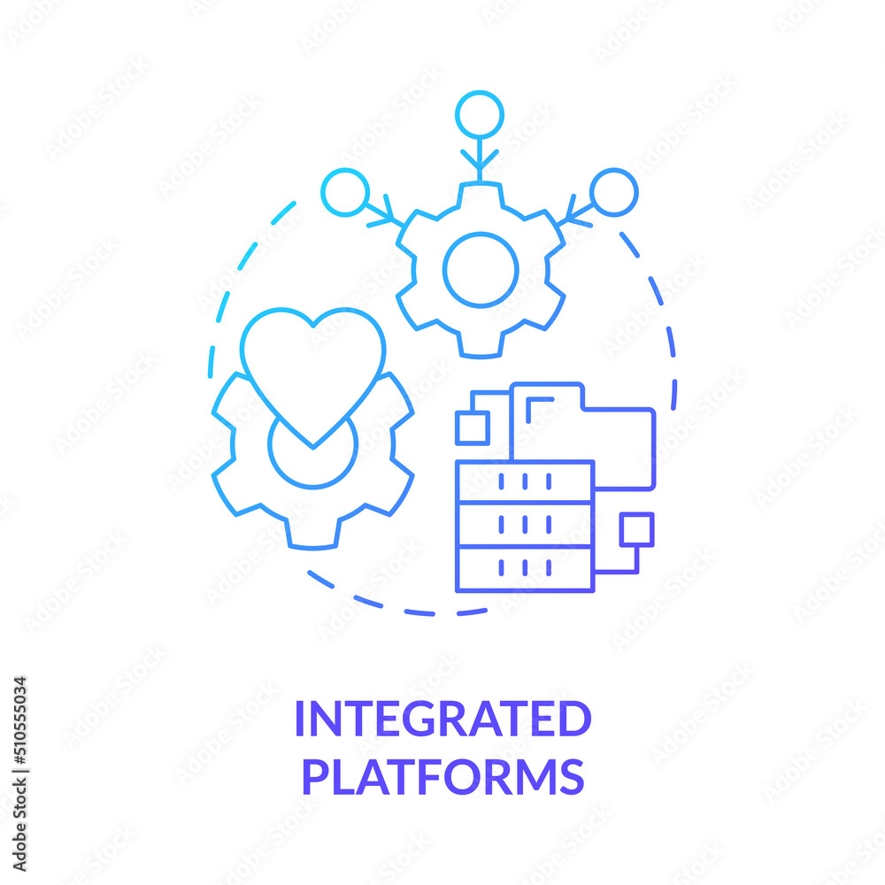 Integrated platforms blue gradient concept icon. Preparing for next pandemic outbreaks abstract ...