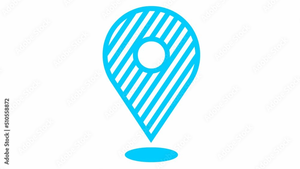 Animated blue distance marker icon. Looped video. Vector flat ...