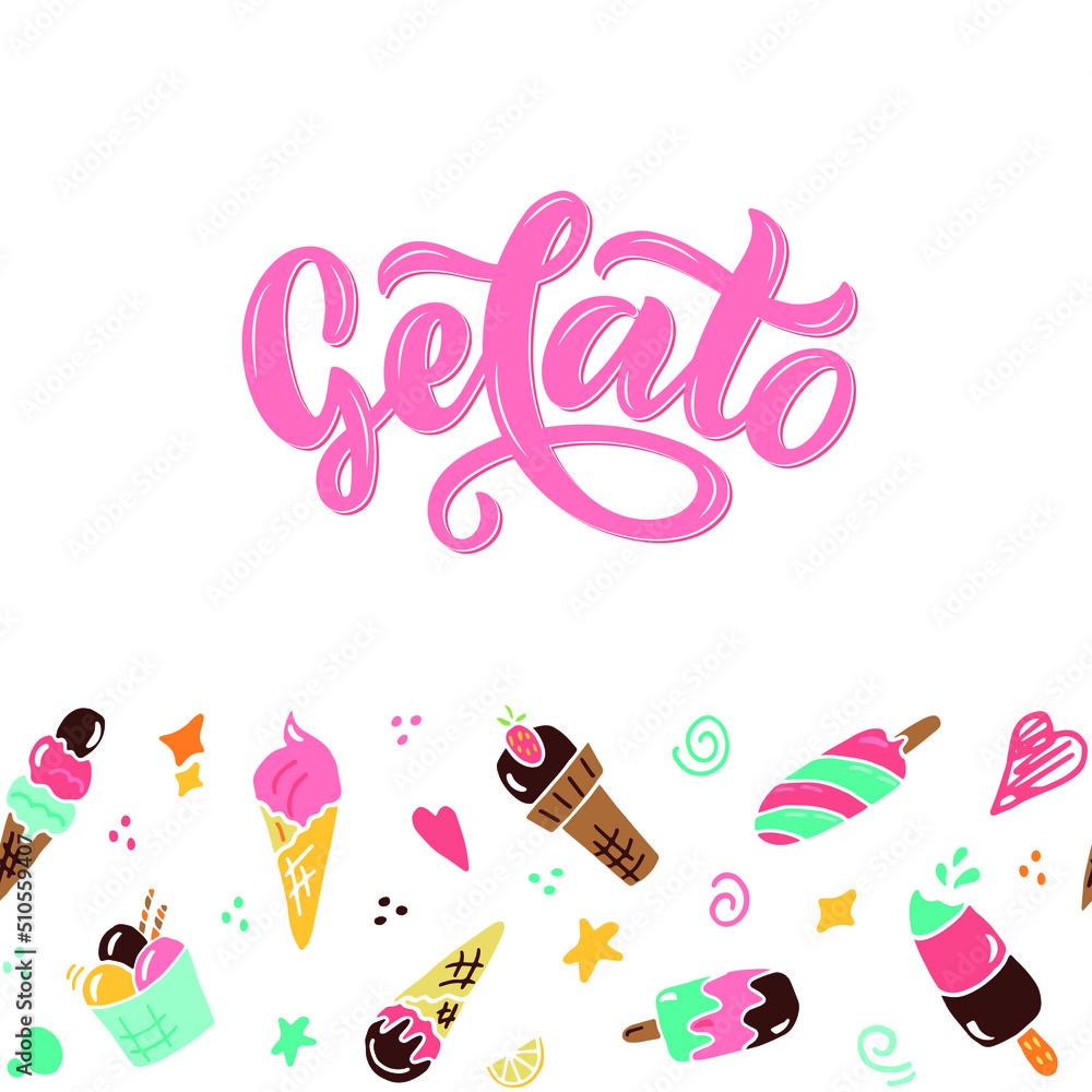 Gelato handwritten text. Elegant modern brush calligraphy. Hand ...
