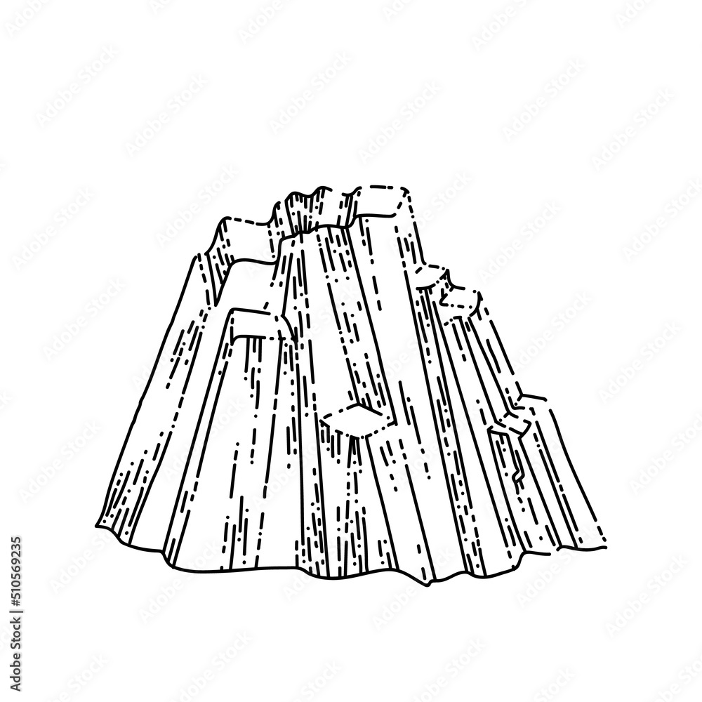 mountain peak hand drawn vector. top hill landscape, rock, range ...