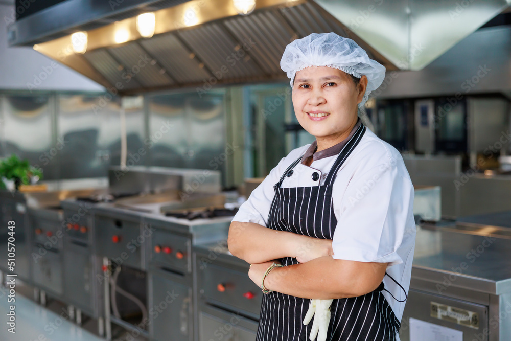 portrait senior asian chef. Cooking class. culinary classroom. cooking ...