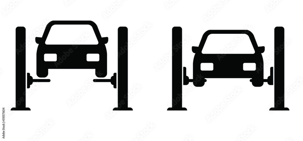 Cartoon Of Car On Lift