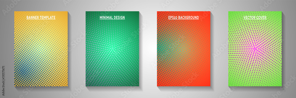 Abstract circle perforated halftone title page templates vector set ...