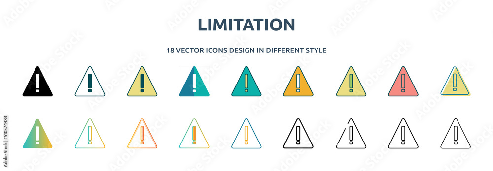 limitation icon in 18 different styles such as thin line, thick line ...