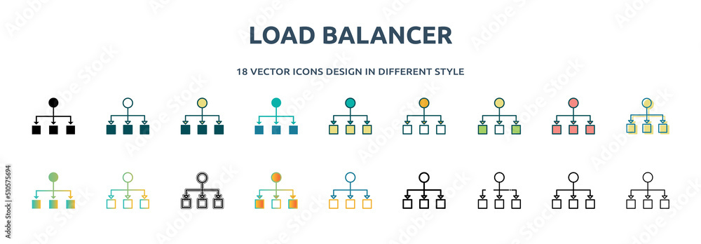 load balancer icon in 18 different styles such as thin line, thick line ...