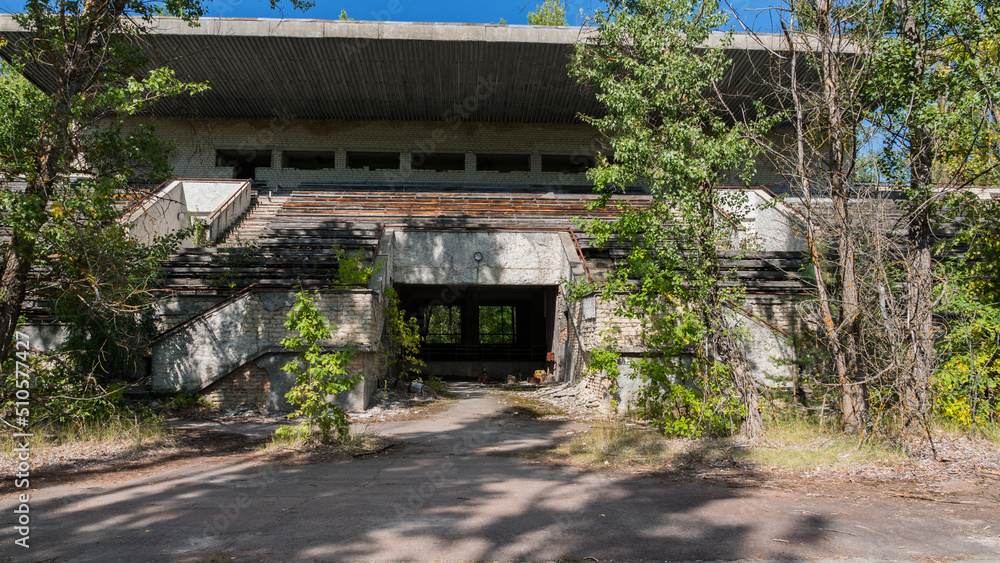Abandoned rostrums football stadium in ghost city Pripyat consequences ...