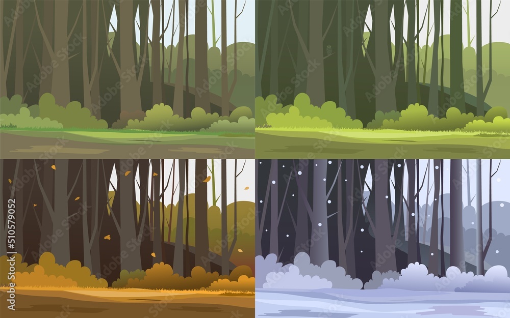 A tree in four different seasons spring, summer, winter and fall . Four ...