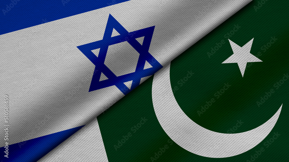 3D Rendering of two flags from State of Israel and Republic of pakistan ...
