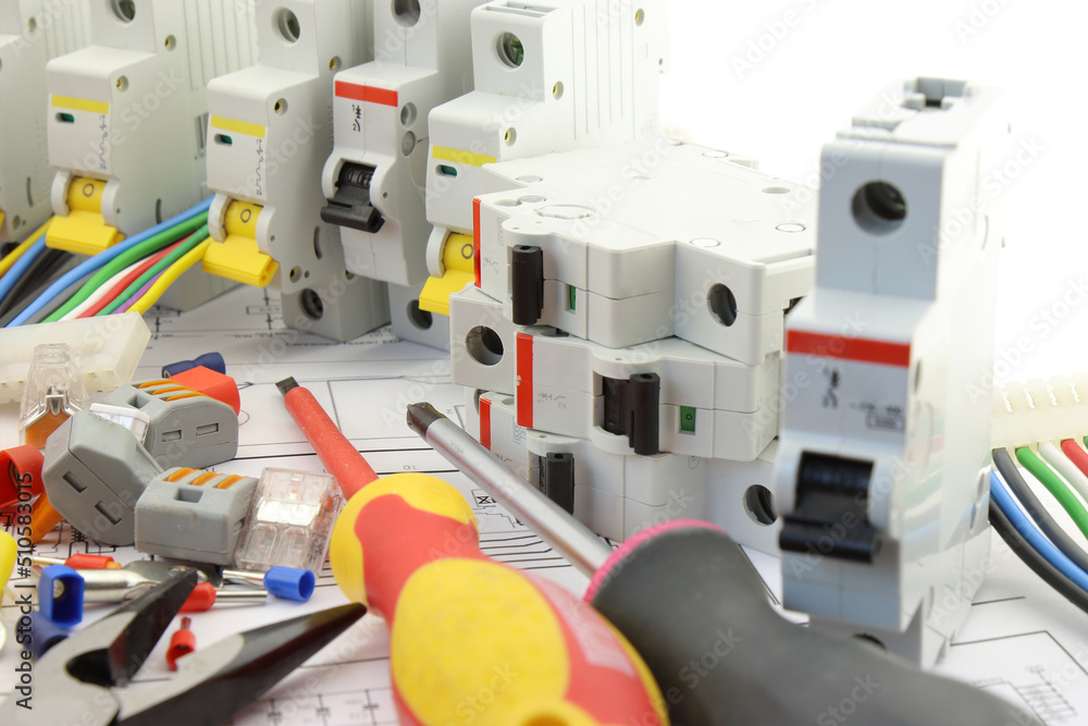 Mounting tools and materials for the installation of an electric panel ...