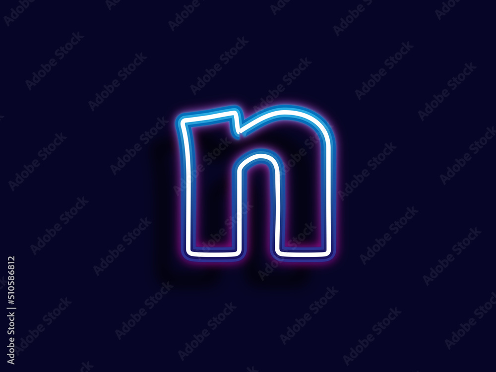 Neon alphabet letter n sign. Blue color style. Vector illustrator Stock ...