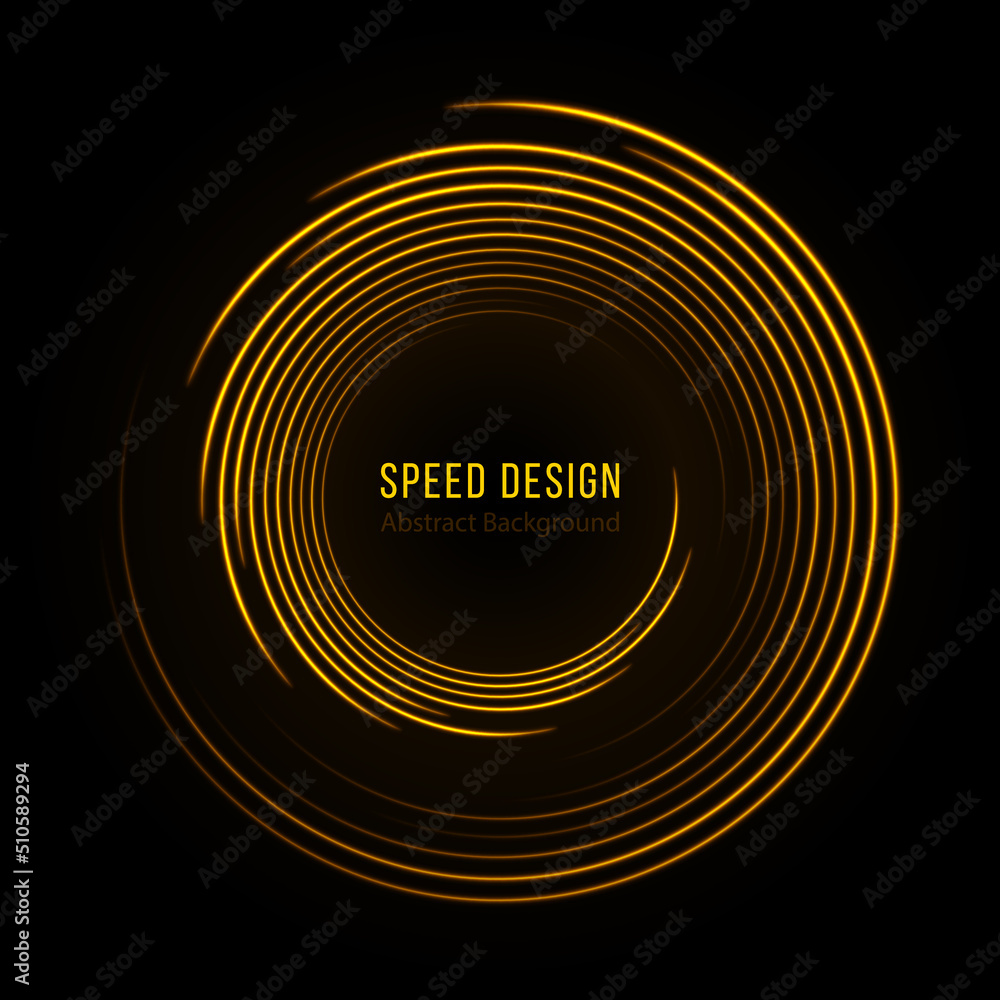 Speed shiny lines in circle form. Radial sparkle speed circle. Luminous ...