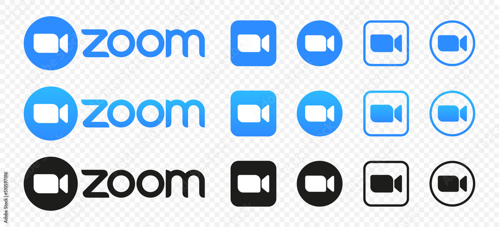 Logo icon camera application Zoom, vector editorial isolated on ...