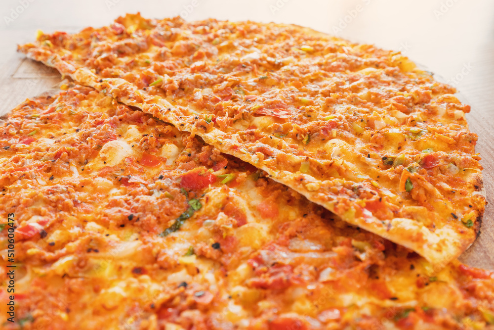 Lahmacun - is a traditional turkish cuisine - baked in oven pita bread ...