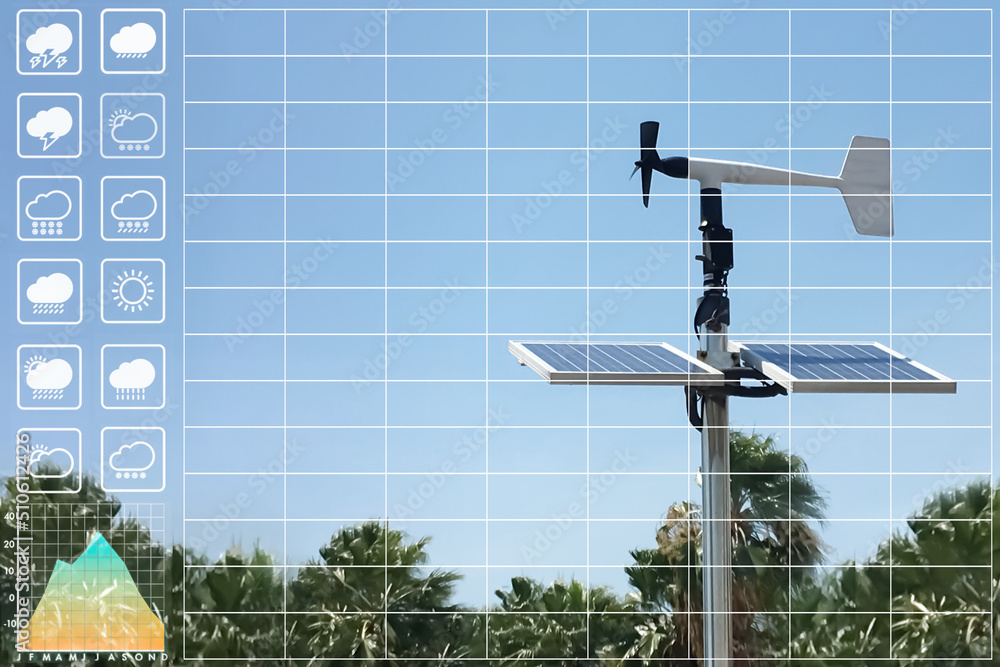 Weather station equipment for meteorology research to collect data of ...