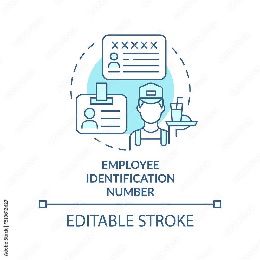 Employee identification number turquoise concept icon. Restaurant ...