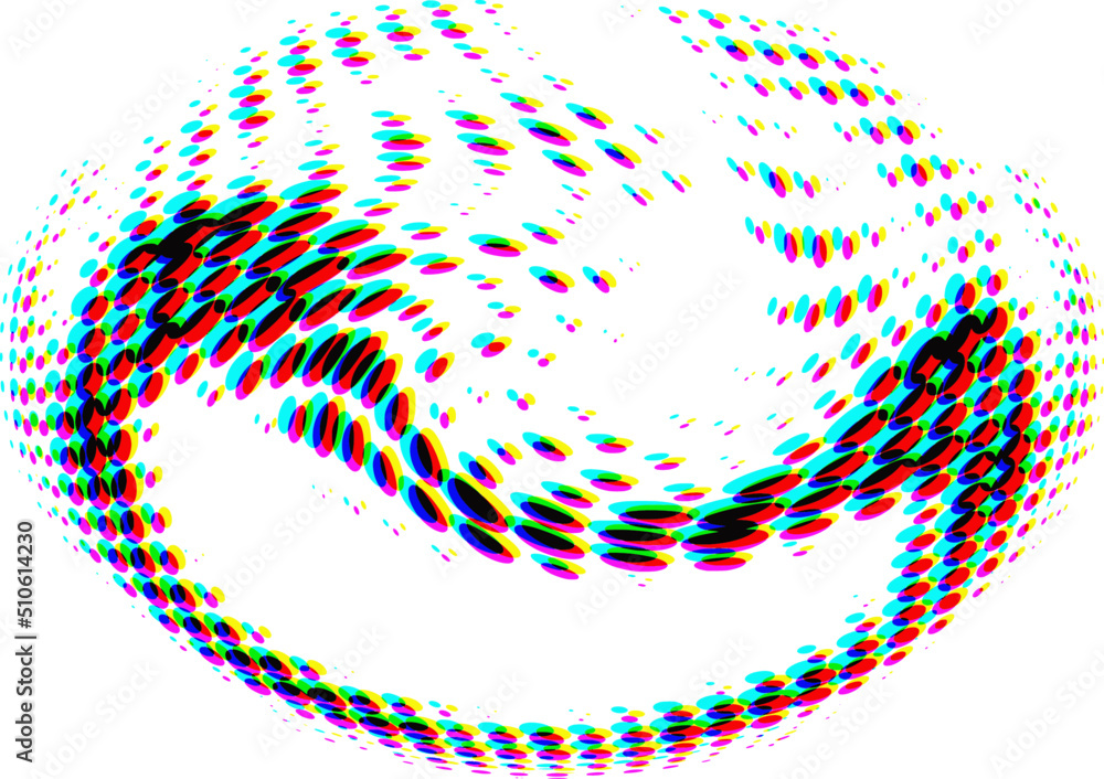 Vector dot sphere with swirl inside in style of halftone dots effect ...