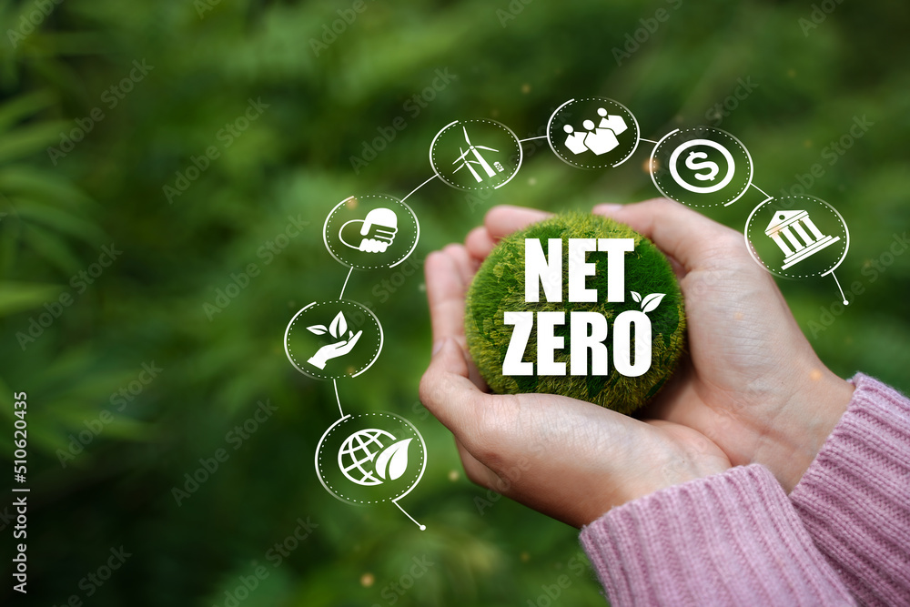 Net Zero and Carbon Neutral Concepts Net Zero Emissions Goals Weather neutral long-term strategy ...