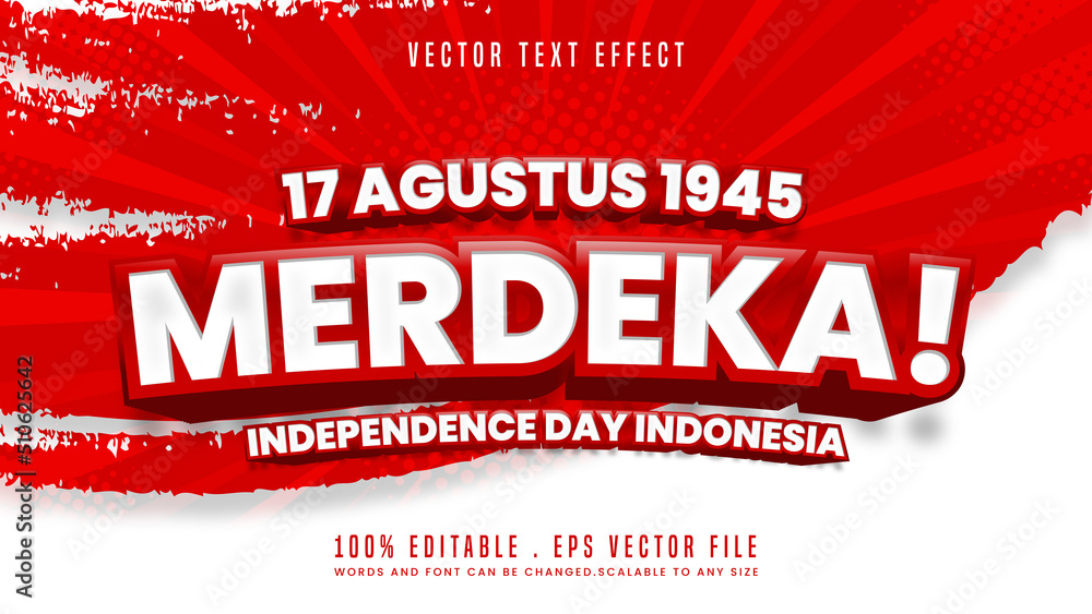 Merdeka Dirgahayu Indonesia independence day 3d editable text effect ...