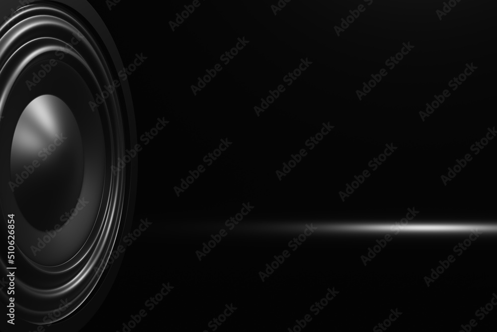 Music audio speaker 3d render. technology sound power bass stereo ...