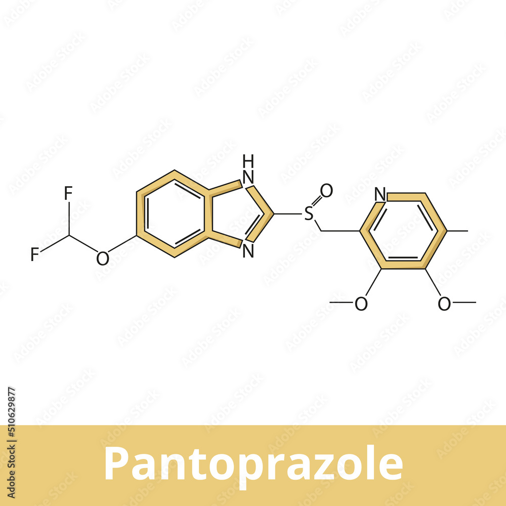 Chemical structure of pantoprazole. It is a proton pump inhibitor used ...