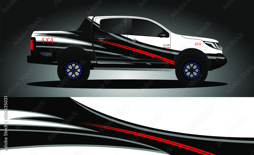 Car decal wrap design, truck and cargo van wrap vector. Graphic ...