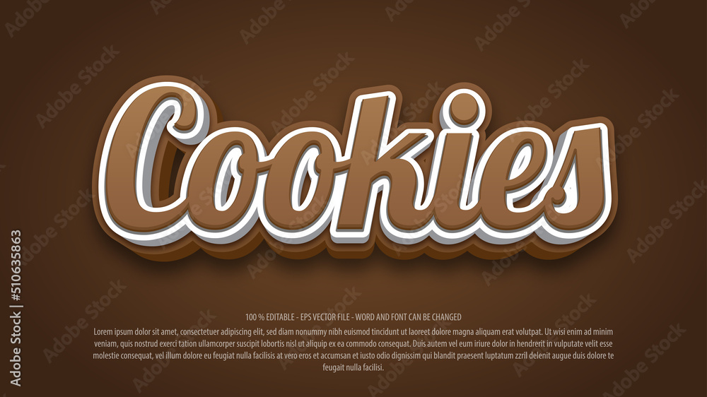 Cookies 3d style editable text effect Stock Vector | Adobe Stock