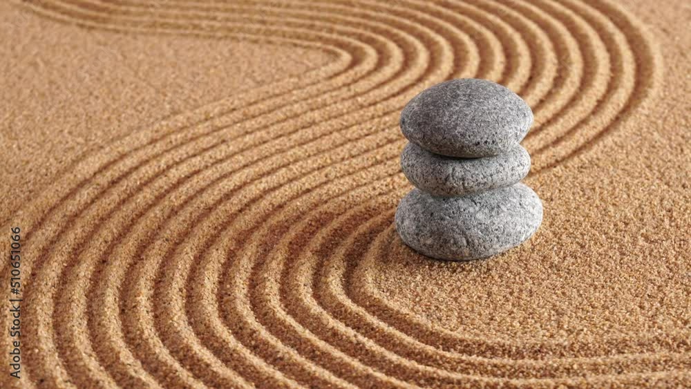 Japanese zen garden with yin yang stone in textured sand Stock Video ...