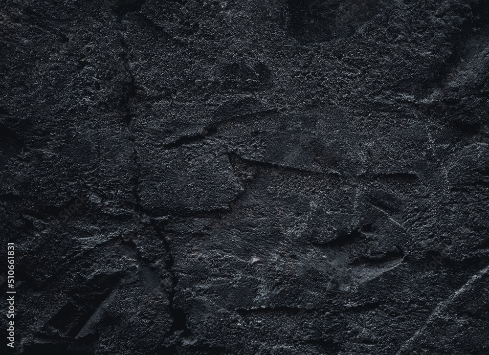 Rock surface with cracks. Black texture. Stone background. Dark marble ...
