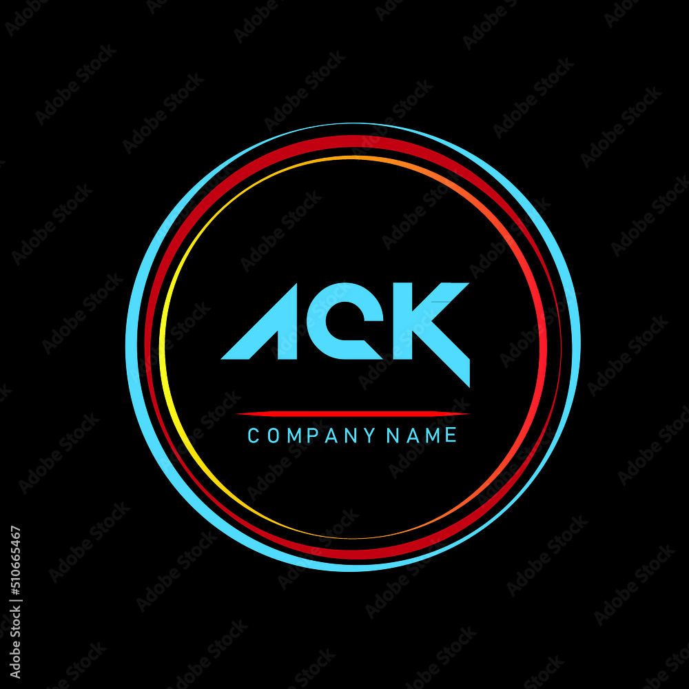 ACK,A C K Alphabet Letter Design With Creative Circle ,A C K Letter ...