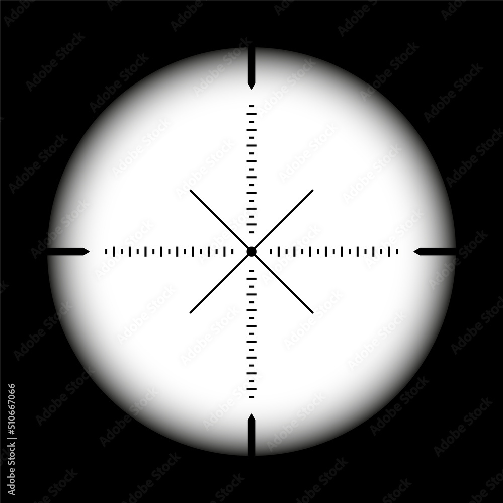Weapon sight, sniper rifle optical scope on black background. Hunting ...