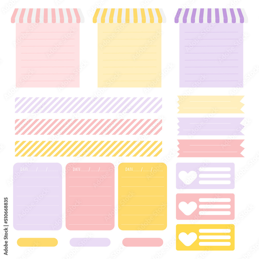 Cute paper notes. Stationary set. Scrapbook notes and cards.Printable ...