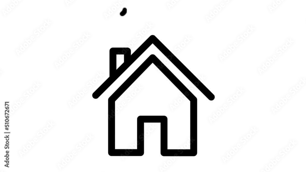 Home icon animation, outline isolated on white background Stock Video ...