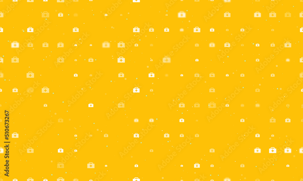 Seamless background pattern of evenly spaced white first aid symbols of ...