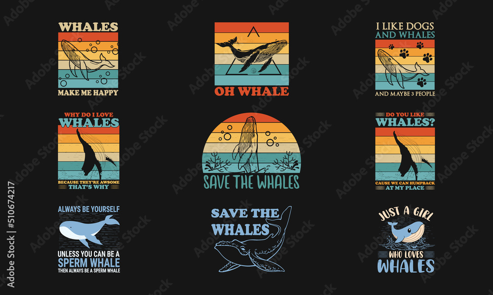 Blue Whale Typography T-Shirt Vector Design Stock Vector | Adobe Stock