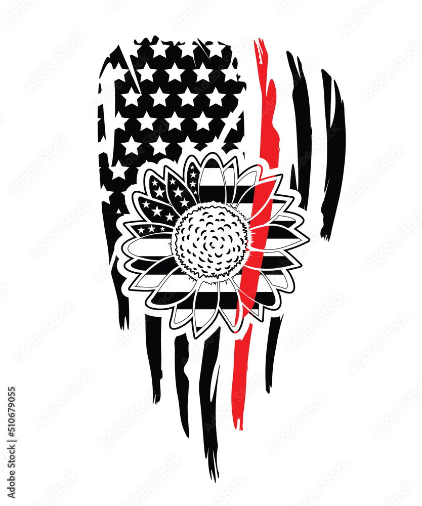 Sunflower firefighter svg, firefighter flag svg, fire department svg ...