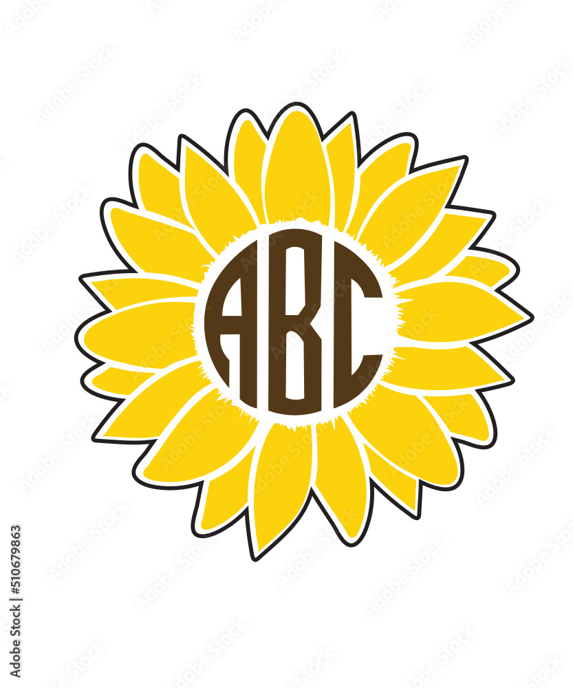 sunflower svg, flower svg, sunflower monogram svg, sunflower leopard ...
