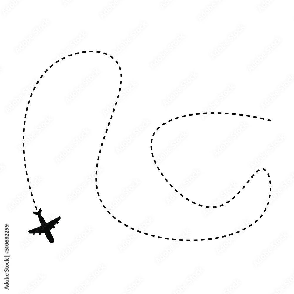 Airplane icon vector . Route illustration sign. flight symbol. travel ...