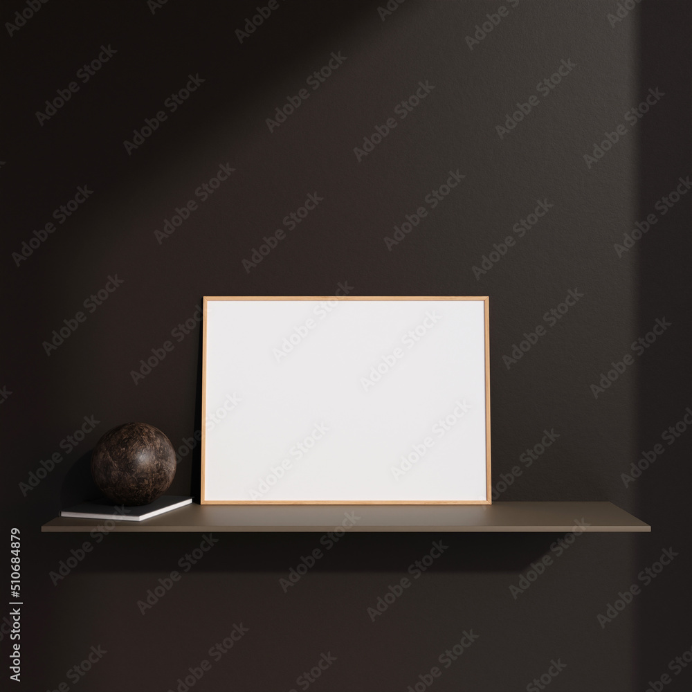 Minimalist landscape wooden poster or photo frame in modern living room ...