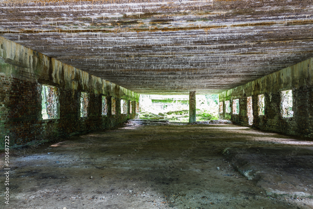 Ruins of building in the Wolf's Lair. Former war headquarters of Adolf ...